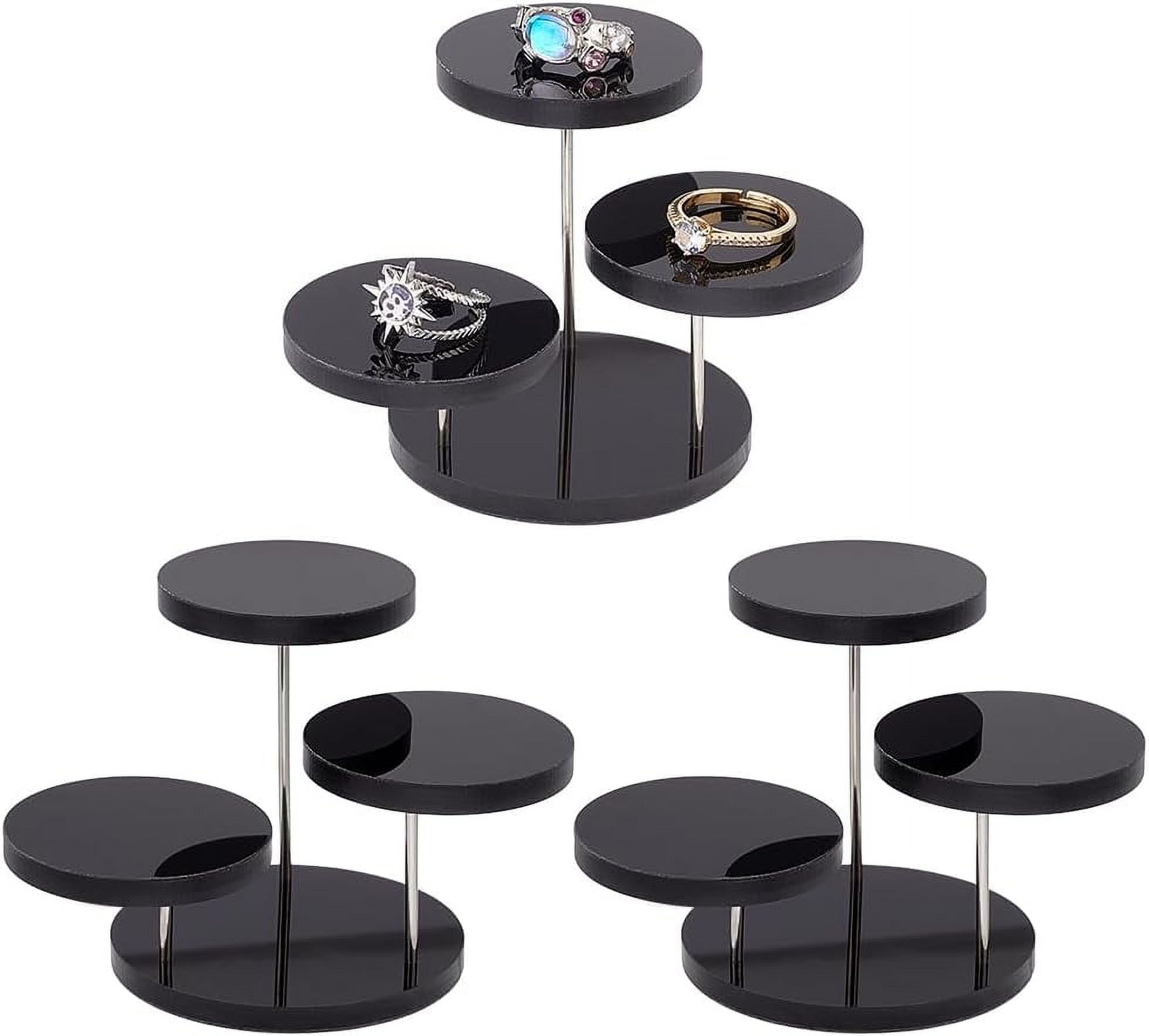3-Tier Rotatable Acrylic Ring Display Riser Stands Round Jewelry ...