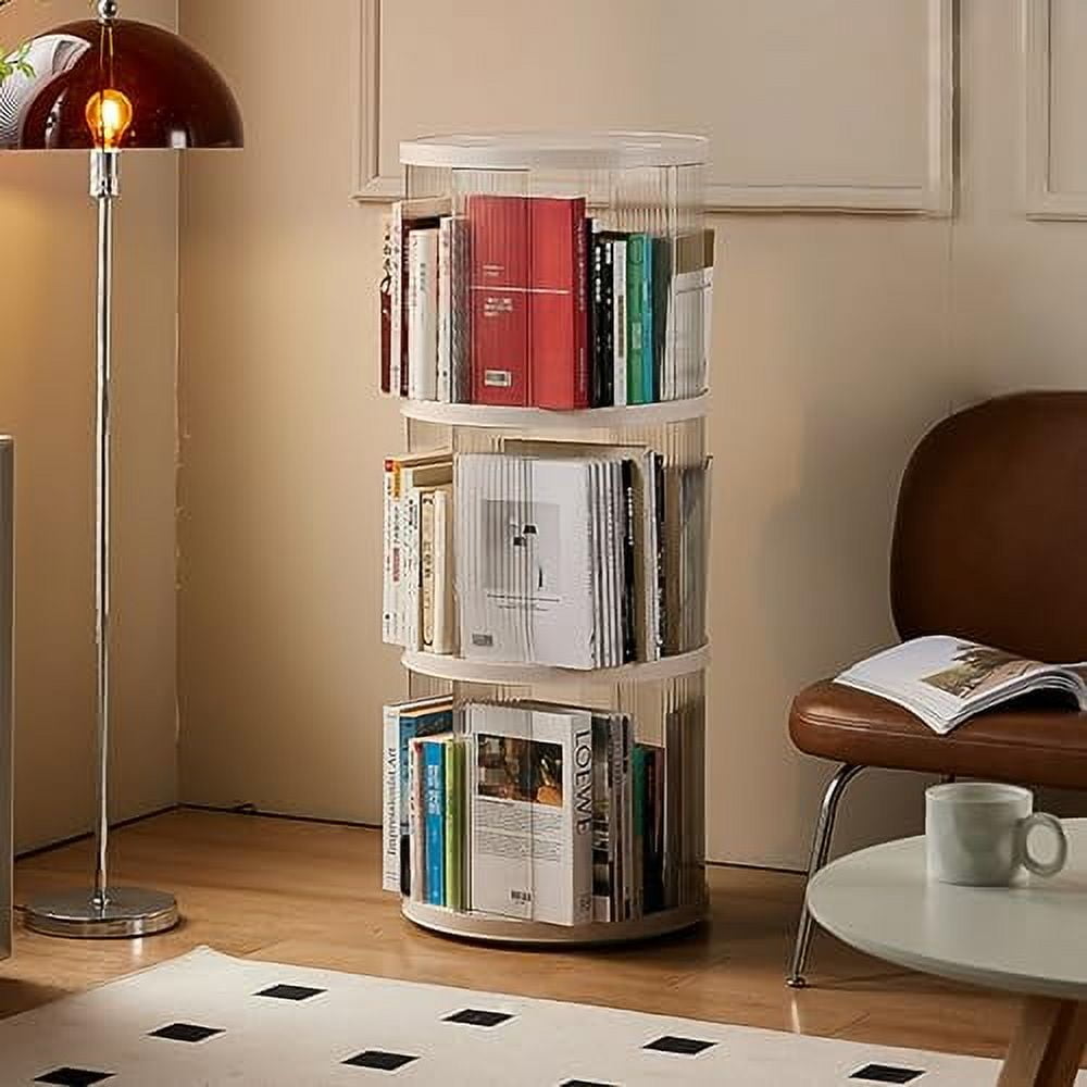 3 Tier Rotating Bookshelf 360 Degree Swivel Bookcase, Clear Acrylic ...