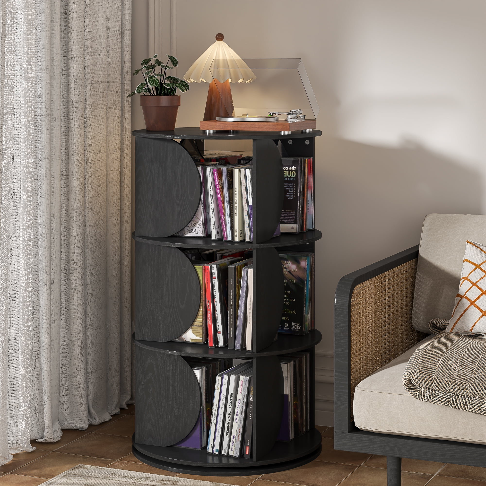 3 Tier Rotating Bookshelf, 360 Display Corner Bookshelf, Floor Standing ...