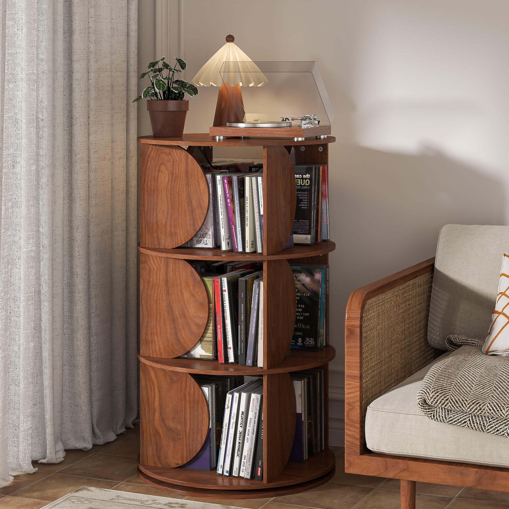 3 Tier Rotating Bookshelf, 360 Display Corner Bookshelf, Floor Standing ...