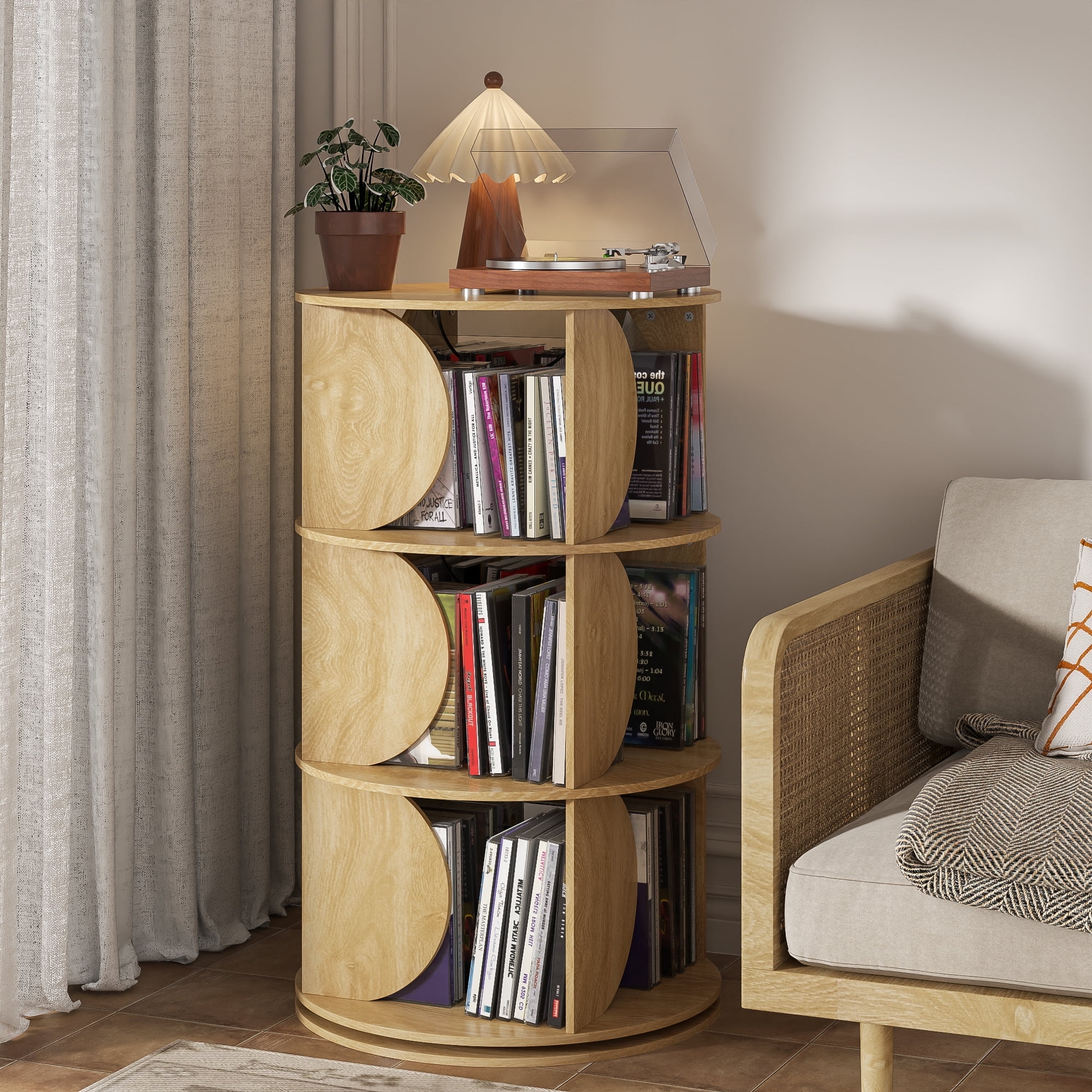 3 Tier Rotating Bookshelf, 360 Display Corner Bookshelf, Floor Standing ...