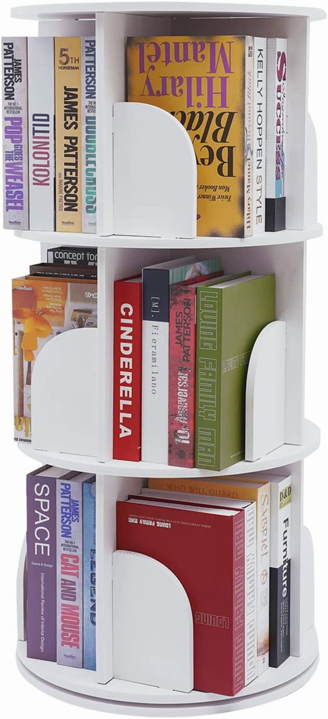 3-Tier Rotating Bookshelf,360 Display Revolving Bookcase,Stackable Book ...