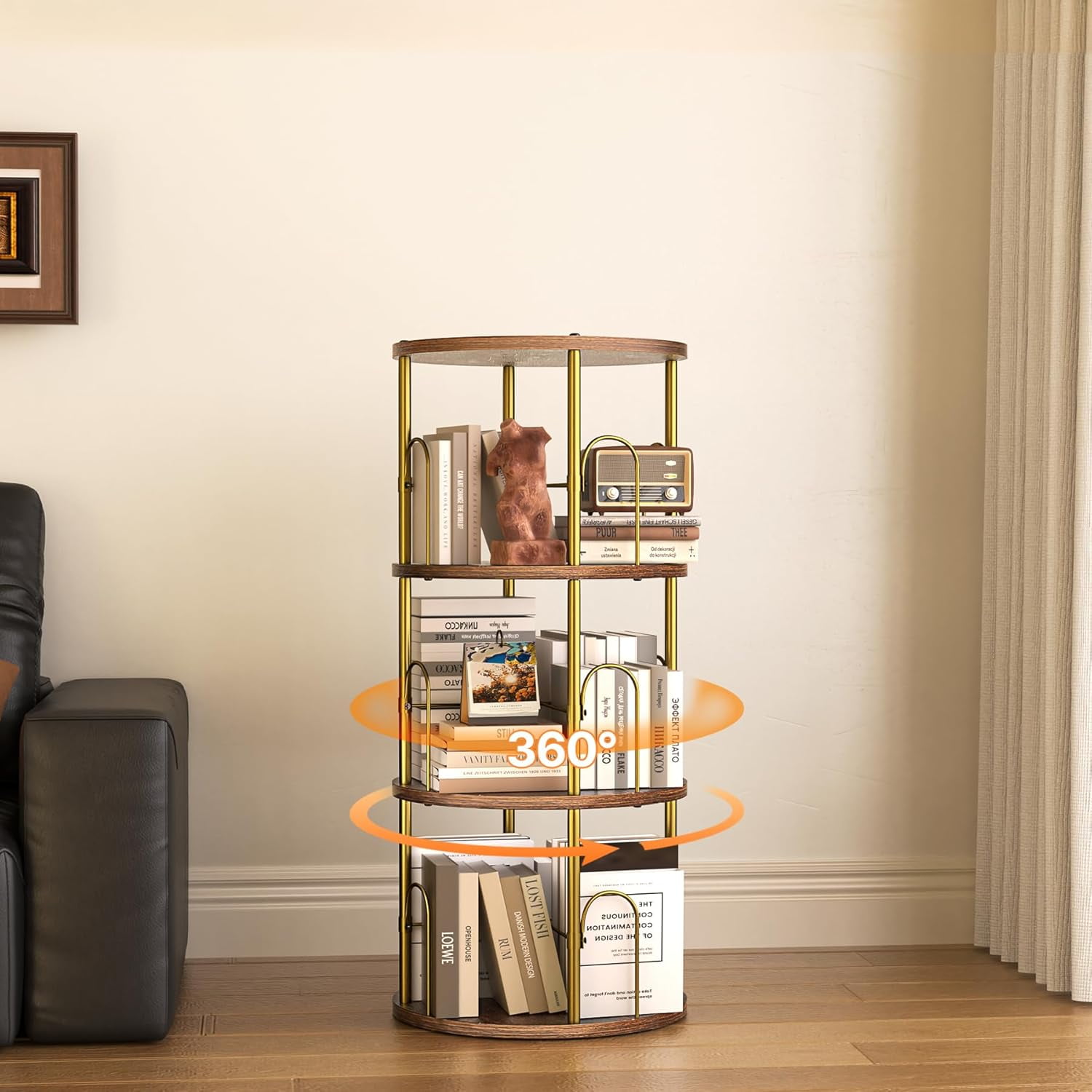 3 Tier Rotating Bookshelf, 360? Display Rotating Bookshelf Tower, Tall ...