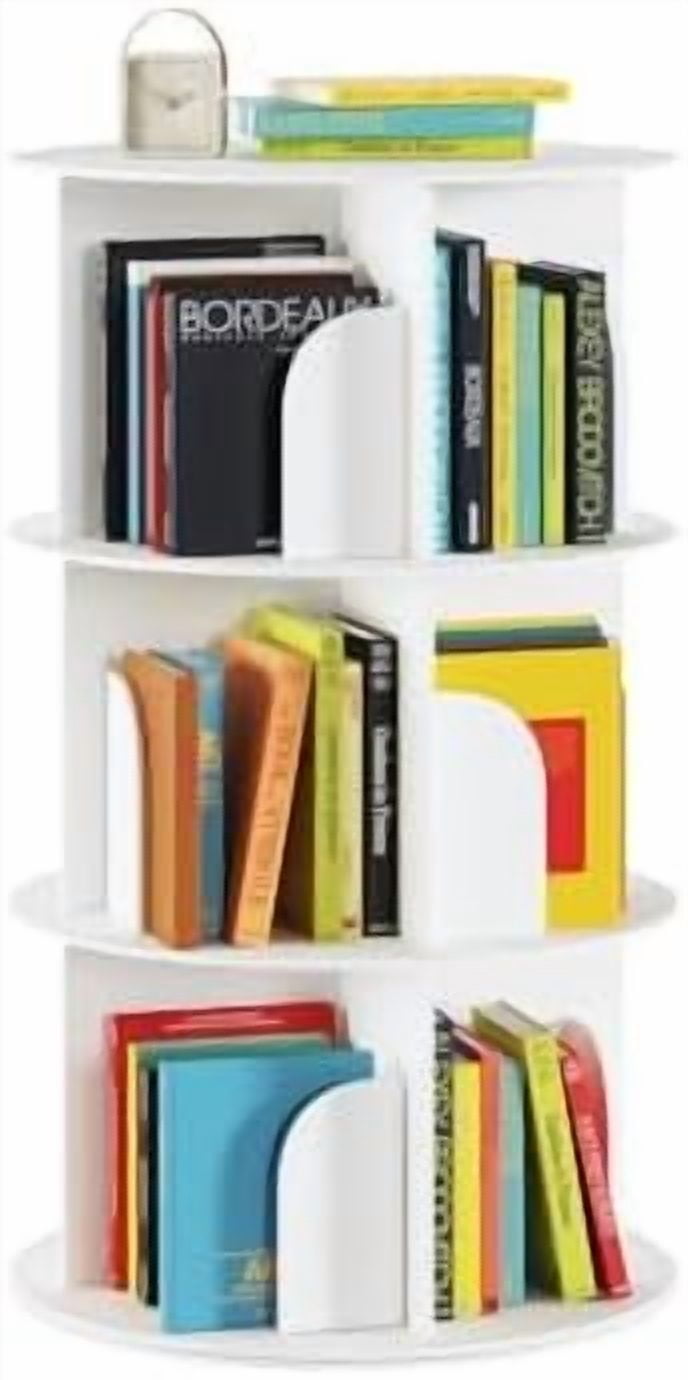 3 Tier Rotating Bookshelf, 360 Spinning Corner Bookcase Tower, Floor ...