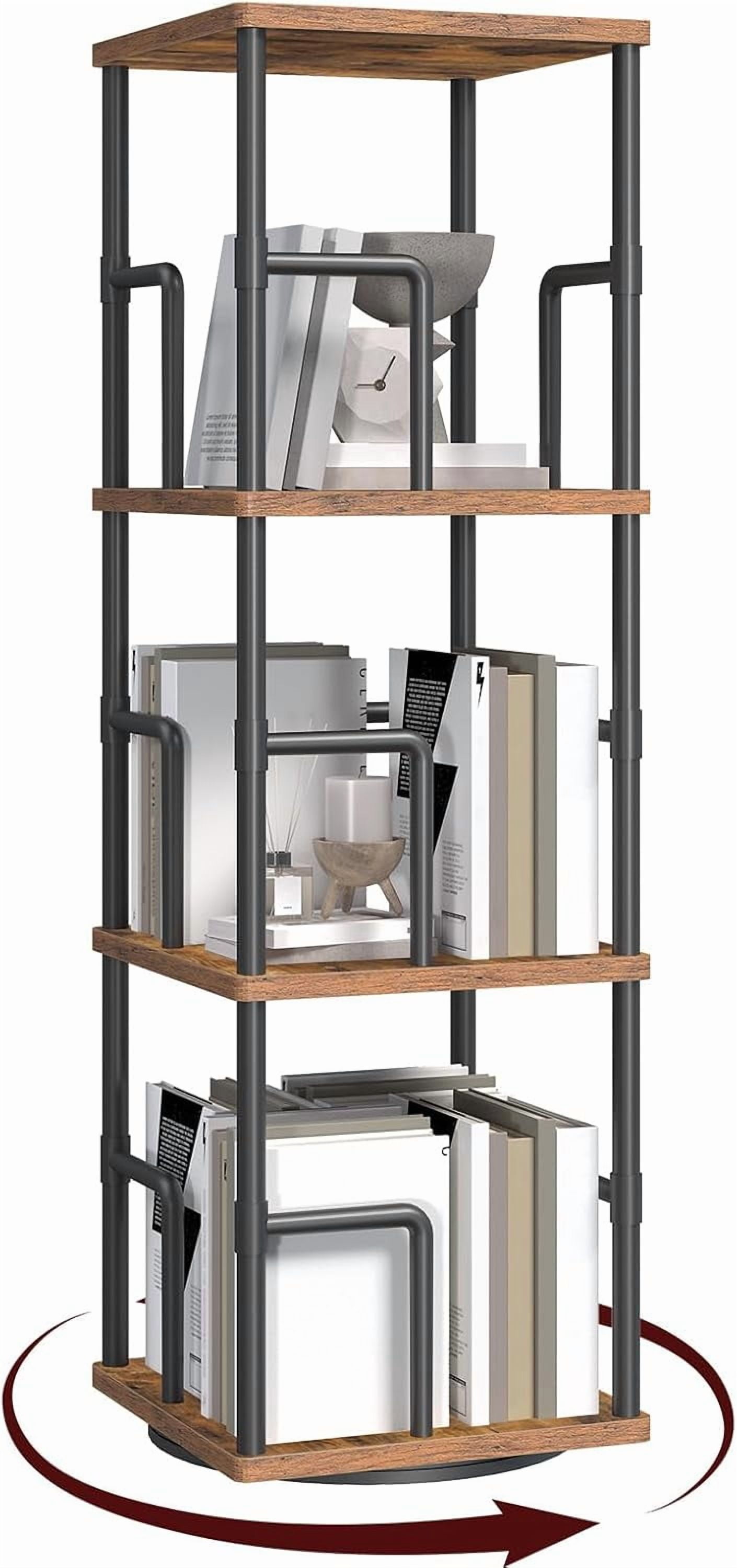 3-Tier Rotating Bookshelf, Freestanding Corner Bookshelf, 360° Spinning ...