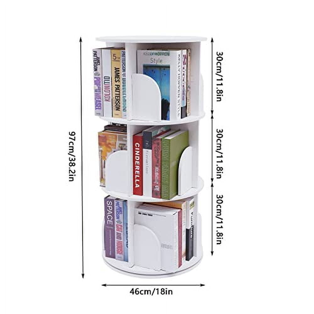 3 Tier Rotating Bookshelf PVC Desktop Bookshelf Counter Bookcase ...