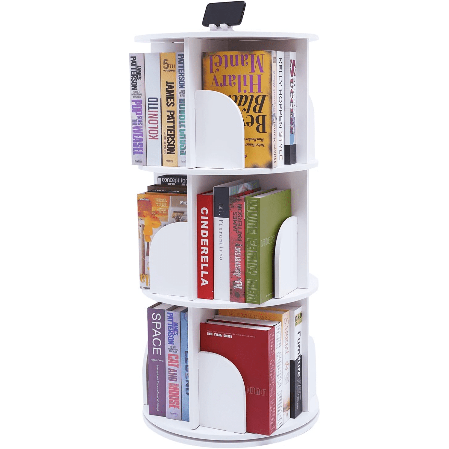 3 Tier Rotating Bookshelf Tower 360 Display Floor Standing Bookcase ...