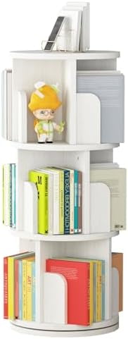 3 Tier Rotating Bookshelf Tower, 360° Kids & Adults Display Spinning ...
