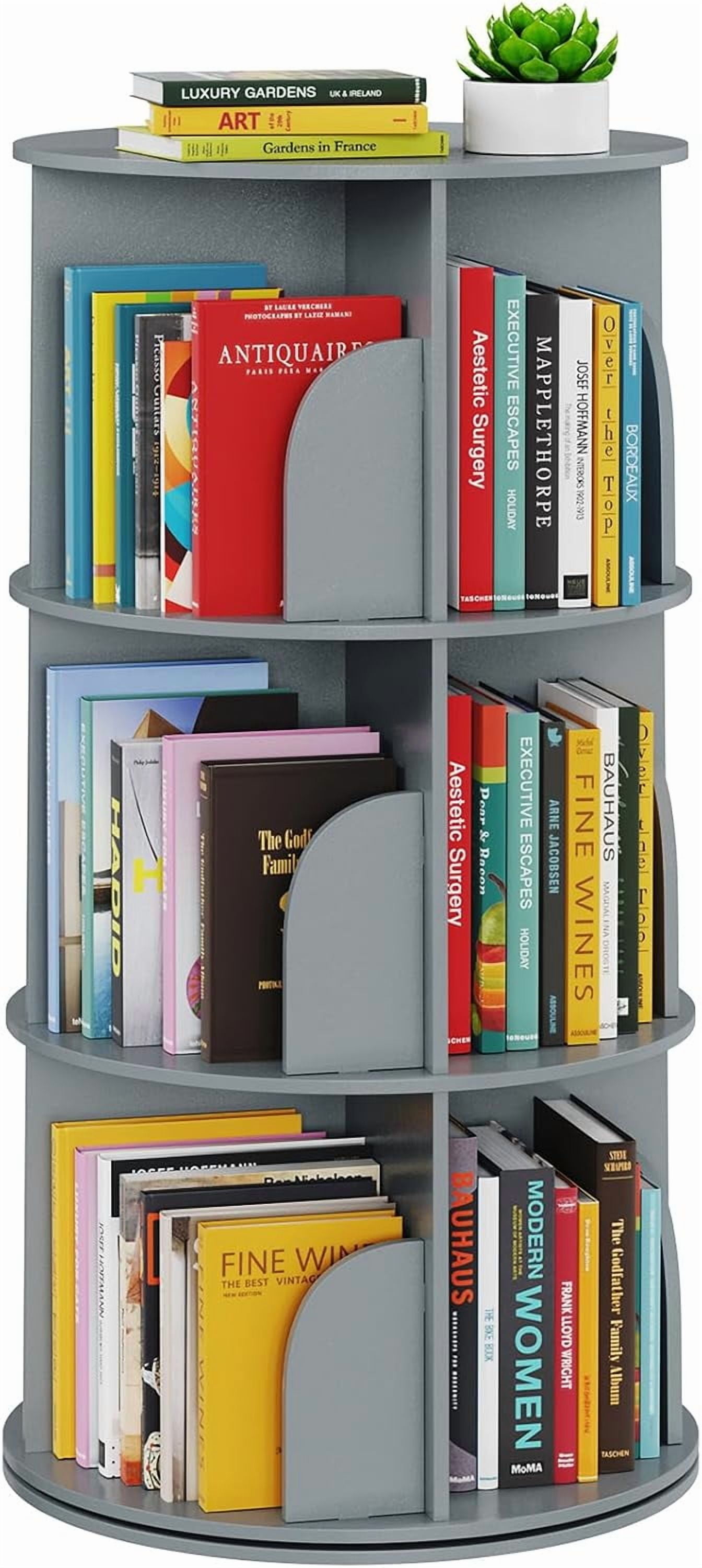 3 Tier Rotating Bookshelf Tower, Spinning Bookcase Lazy Susan ...