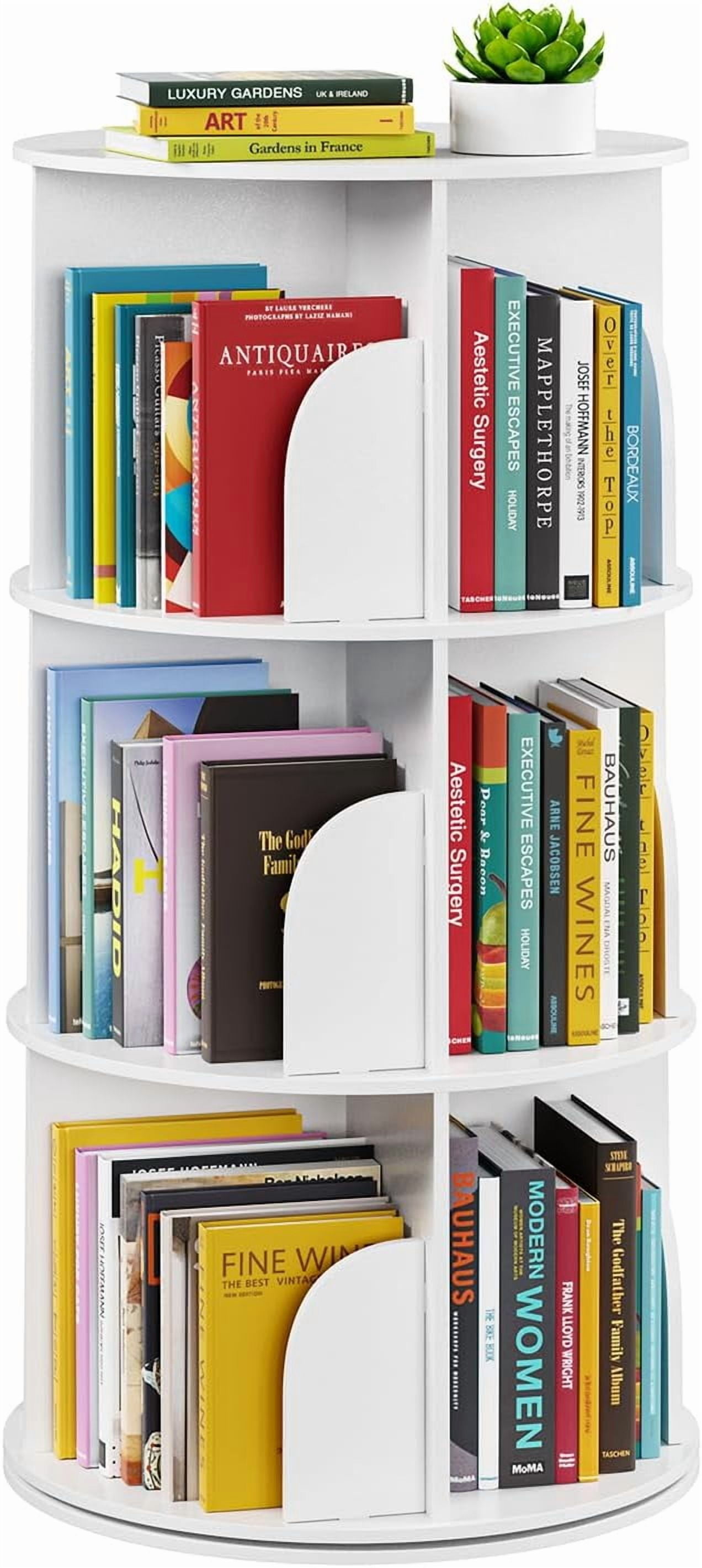 3 Tier Rotating Bookshelf Tower, Spinning Bookcase Lazy Susan ...