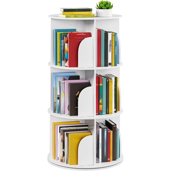 3 Tier Rotating Bookshelf Tower, Spinning Bookcase Lazy Susan ...