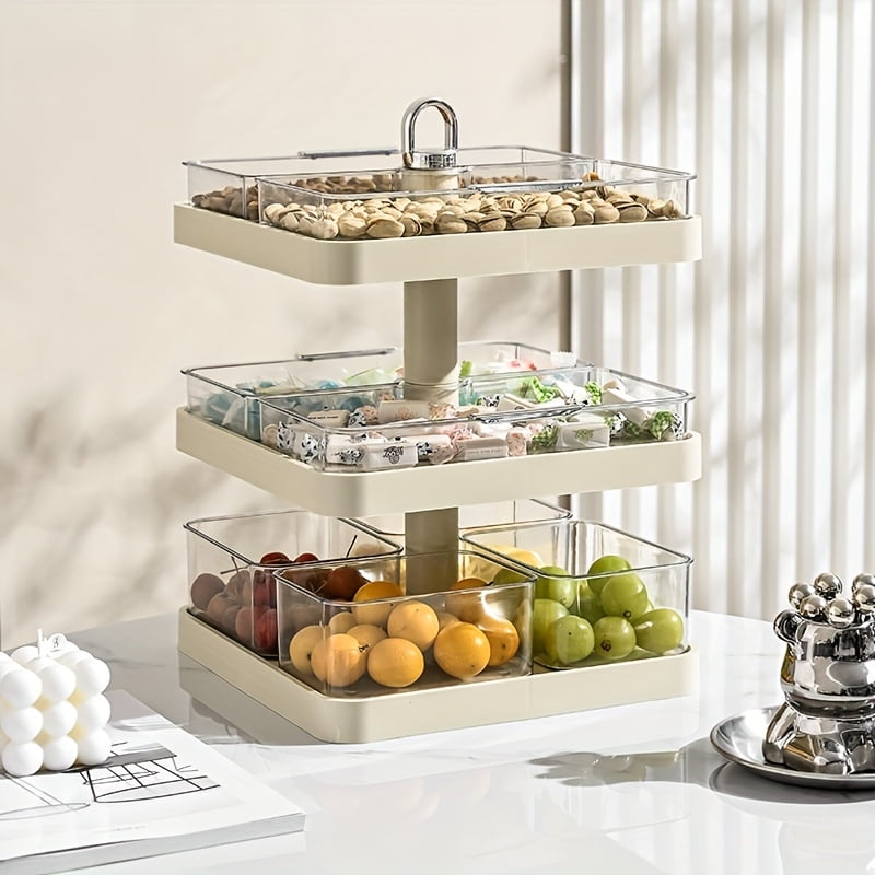 **3-Tier Rotating Fruit & Snack Tray | Stacking Multi-Layer Serving ...
