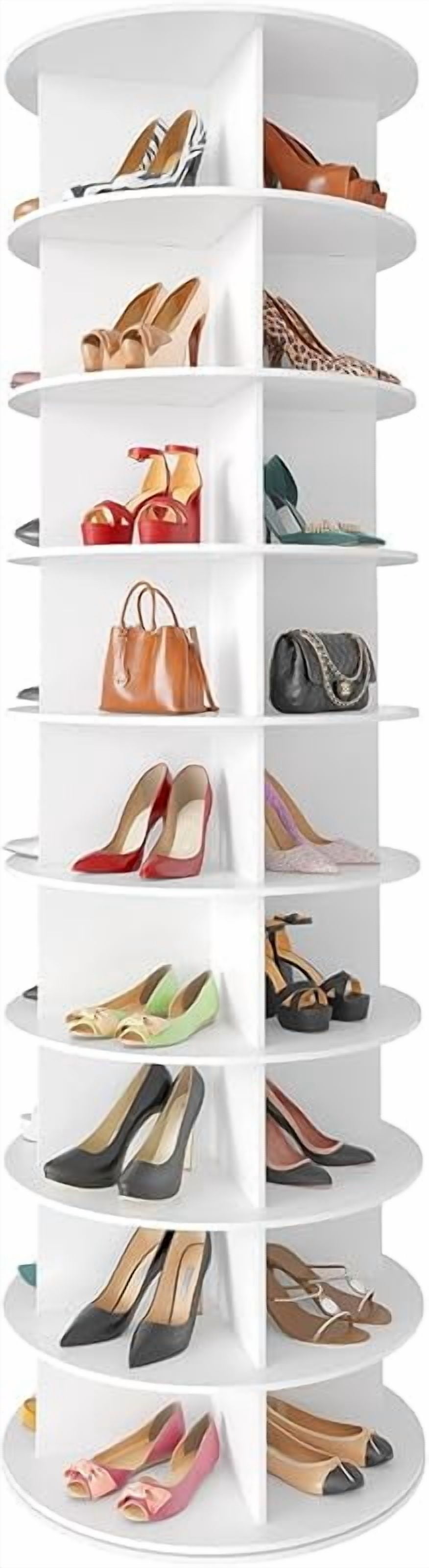 3 Tier Rotating Shoe Rack Tower, Spinning Shoe Display Lazy Susan ...