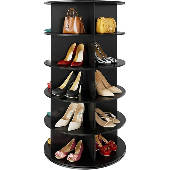 3 Tier Rotating Shoe Rack Tower, Spinning Shoe Display Lazy Susan ...