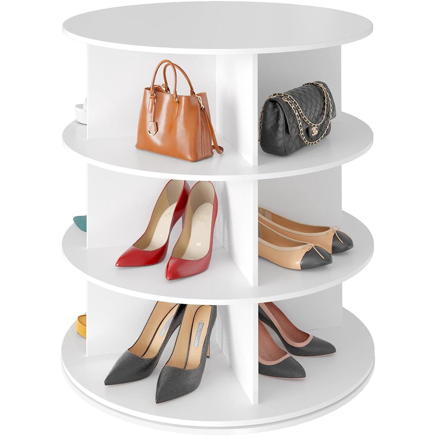 3 Tier Rotating Shoe Rack Tower, Spinning Shoe Display Lazy Susan ...