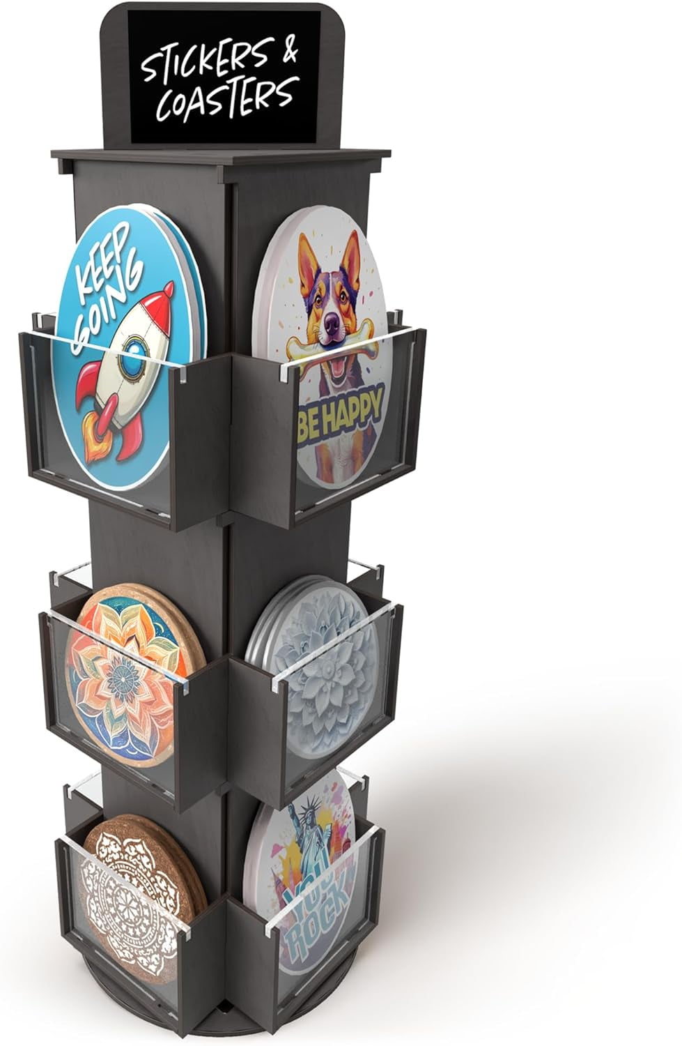 3-Tier Rotating Sticker Display Stand with Bigger Slots – More Room for ...