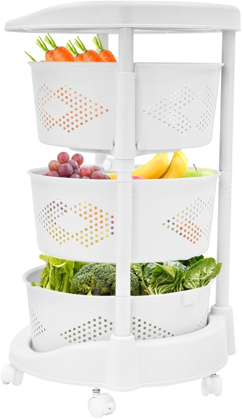 3 Tier Rotating Storage Rack for Kitchen, Fruit and Vegetable Storage ...