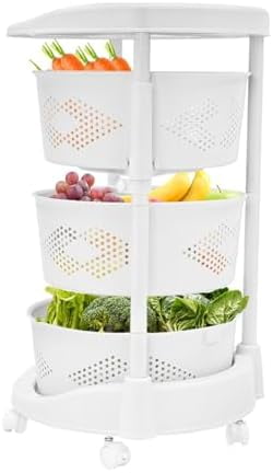 3 Tier Rotating Storage Rack for Kitchen, Fruit and Vegetable Storage ...