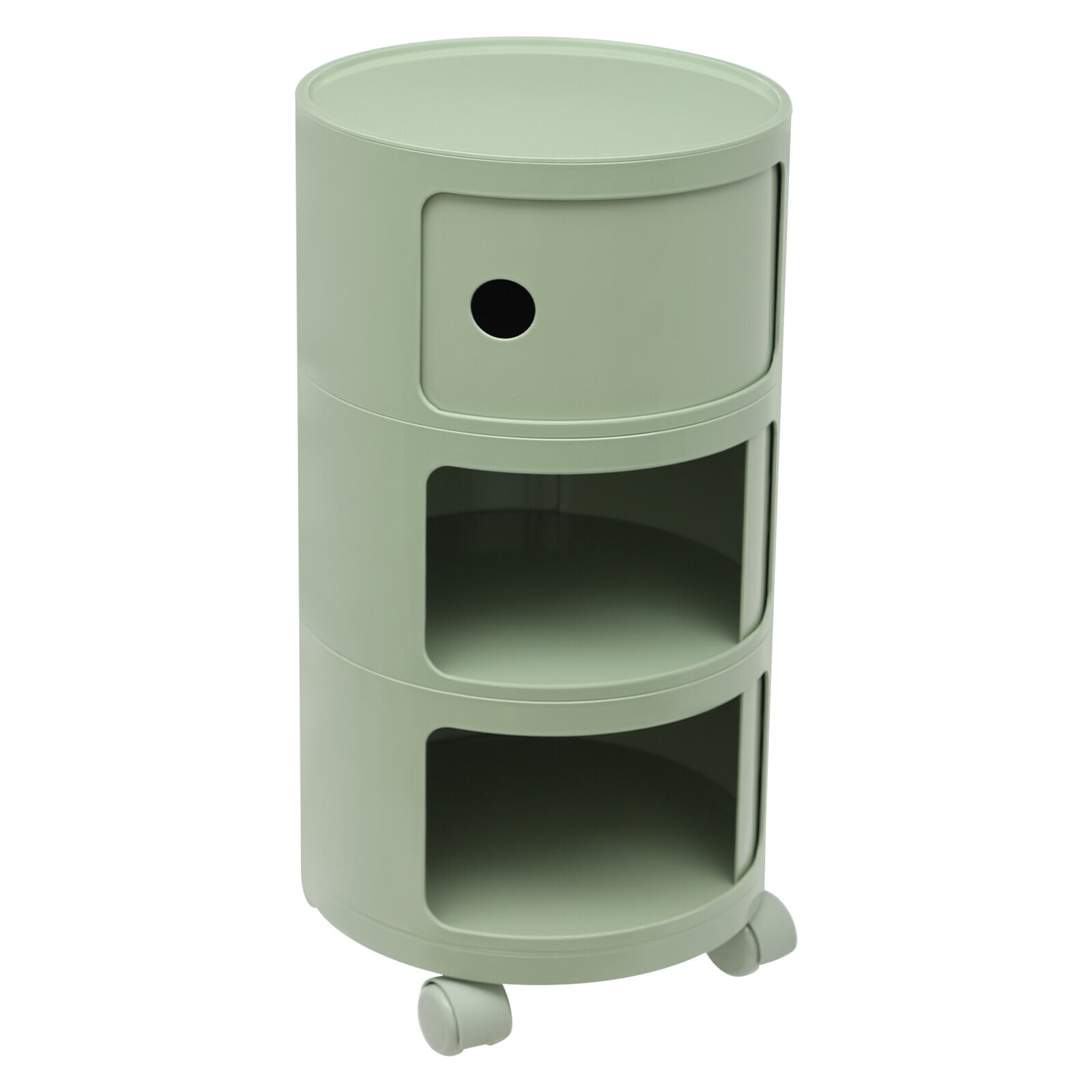 3-Tier Round Bedside Cabinet Multifunctional End Table Storage Cabinet ...