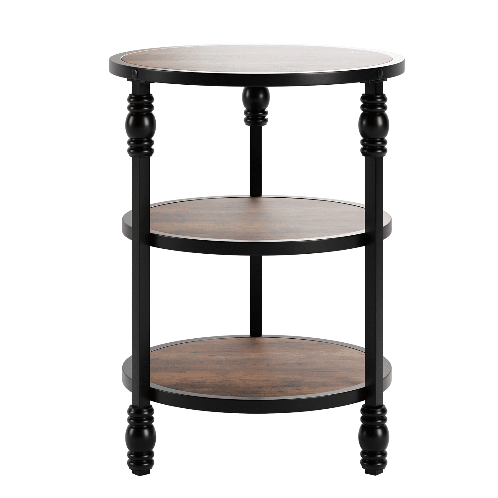 3-Tier Round End Table with Storage Shelves, Accent End Table with ...
