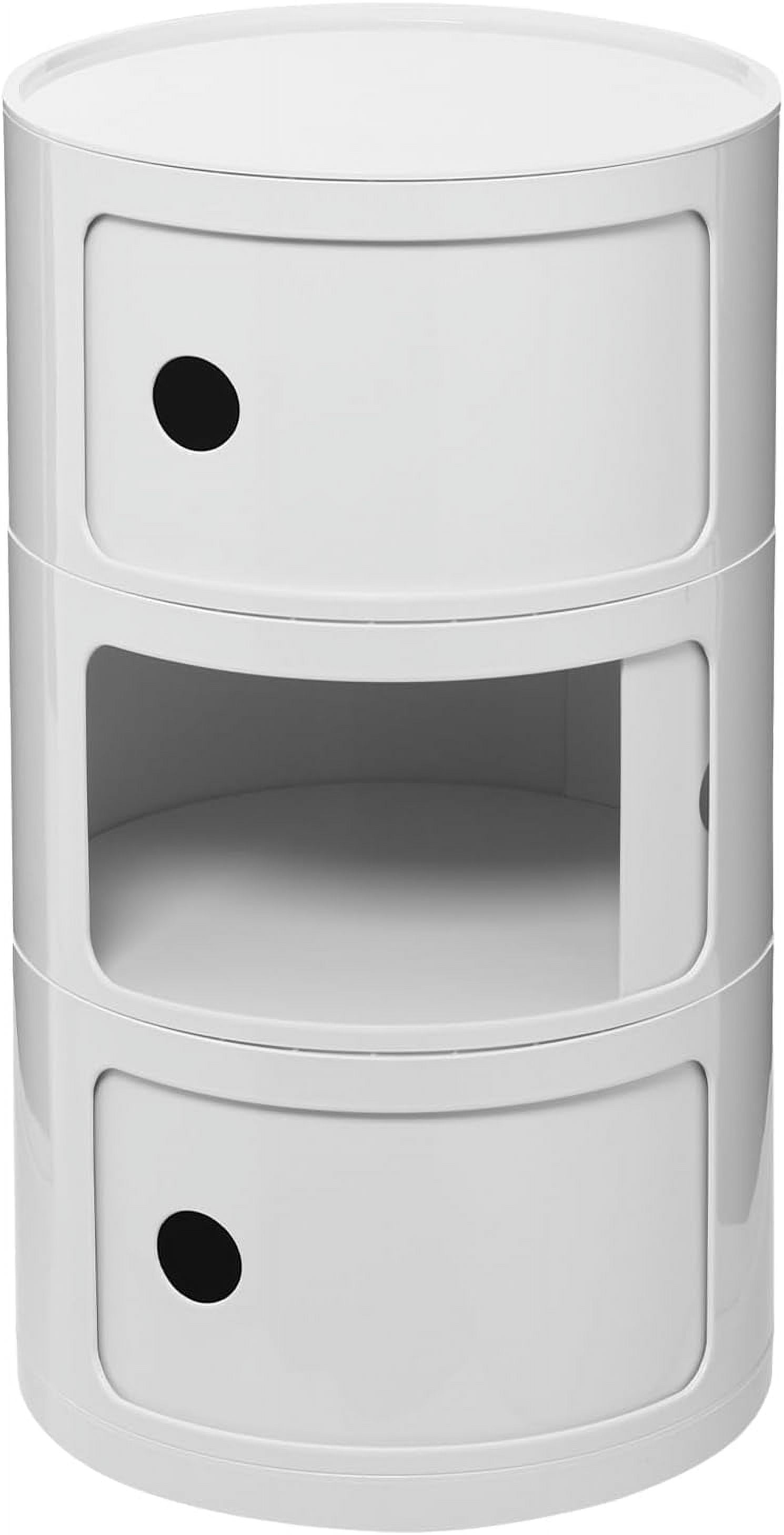 3 Tier Round Nightstand Small Side Table with Drawers Multifunctional ...