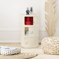 3‑Tier Round Plastic Storage Cabinet, Cream White Stackable Nightstand ...