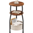 3 Tier Round Side Table With Storage Basket Multifunctional Sofa Corner ...