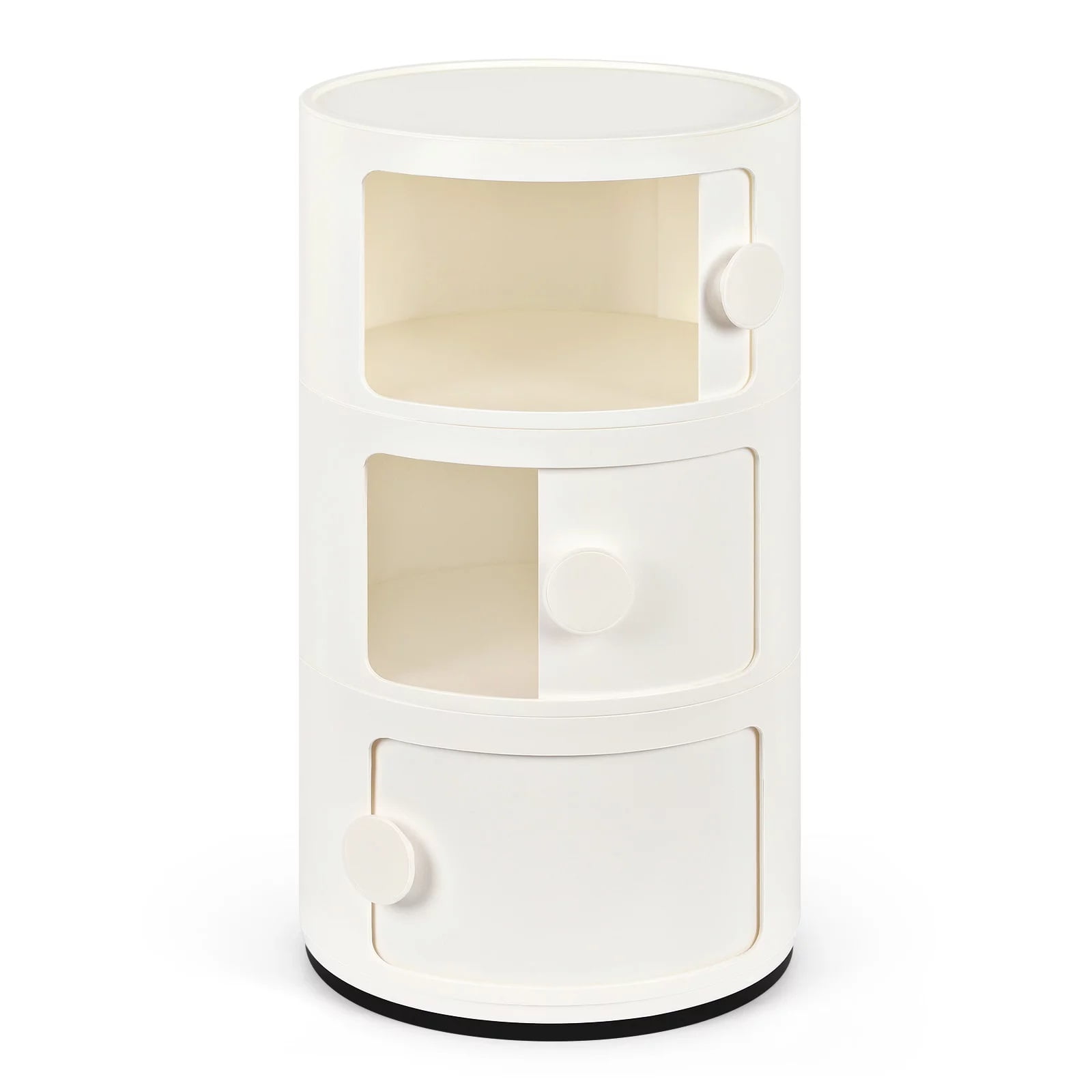 4 Tier Round ABS Nightstand: Stackable Bedroom Storage Unit with ...