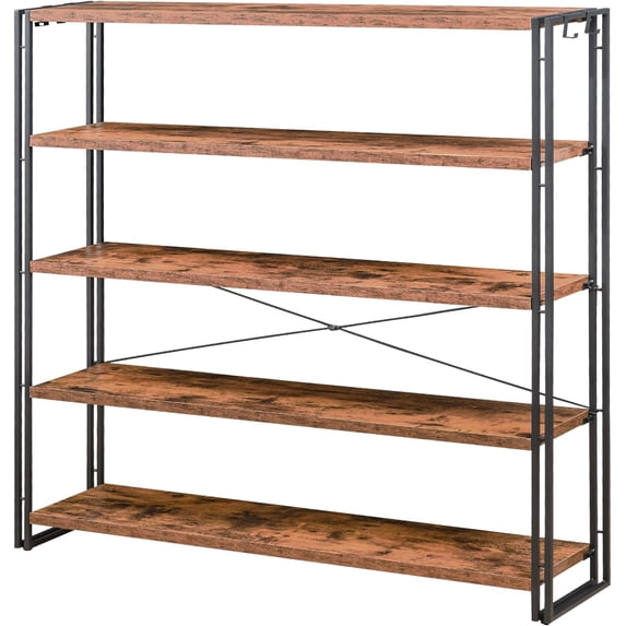 3-Tier Rustic Wood and Metal Industrial Bookshelf for Home Office ...