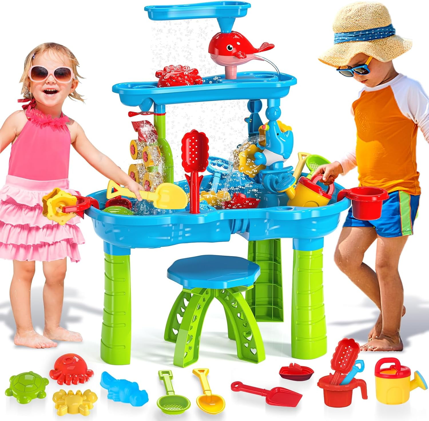 3 Tier Sand Water Table Beach Summer Toys Sandbox Table Outdoor ...