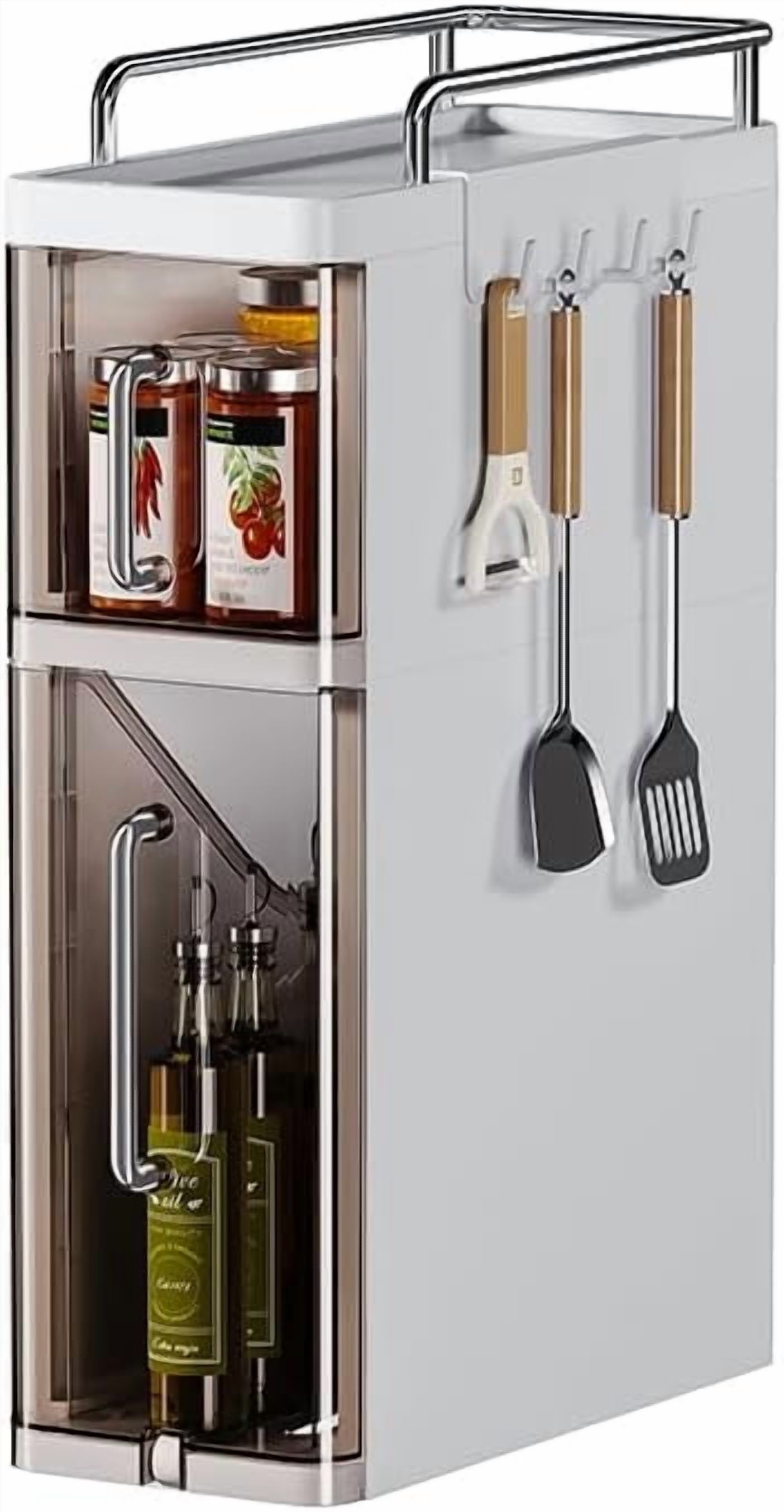 3 Tier Seasoning Condiments Spice Rack with Drawer, Slim Bathroom ...