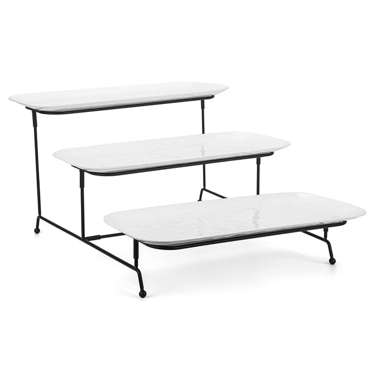 3 Tier Serving Platter Set, 14.75" Melamine Trays with Stand - Party ...