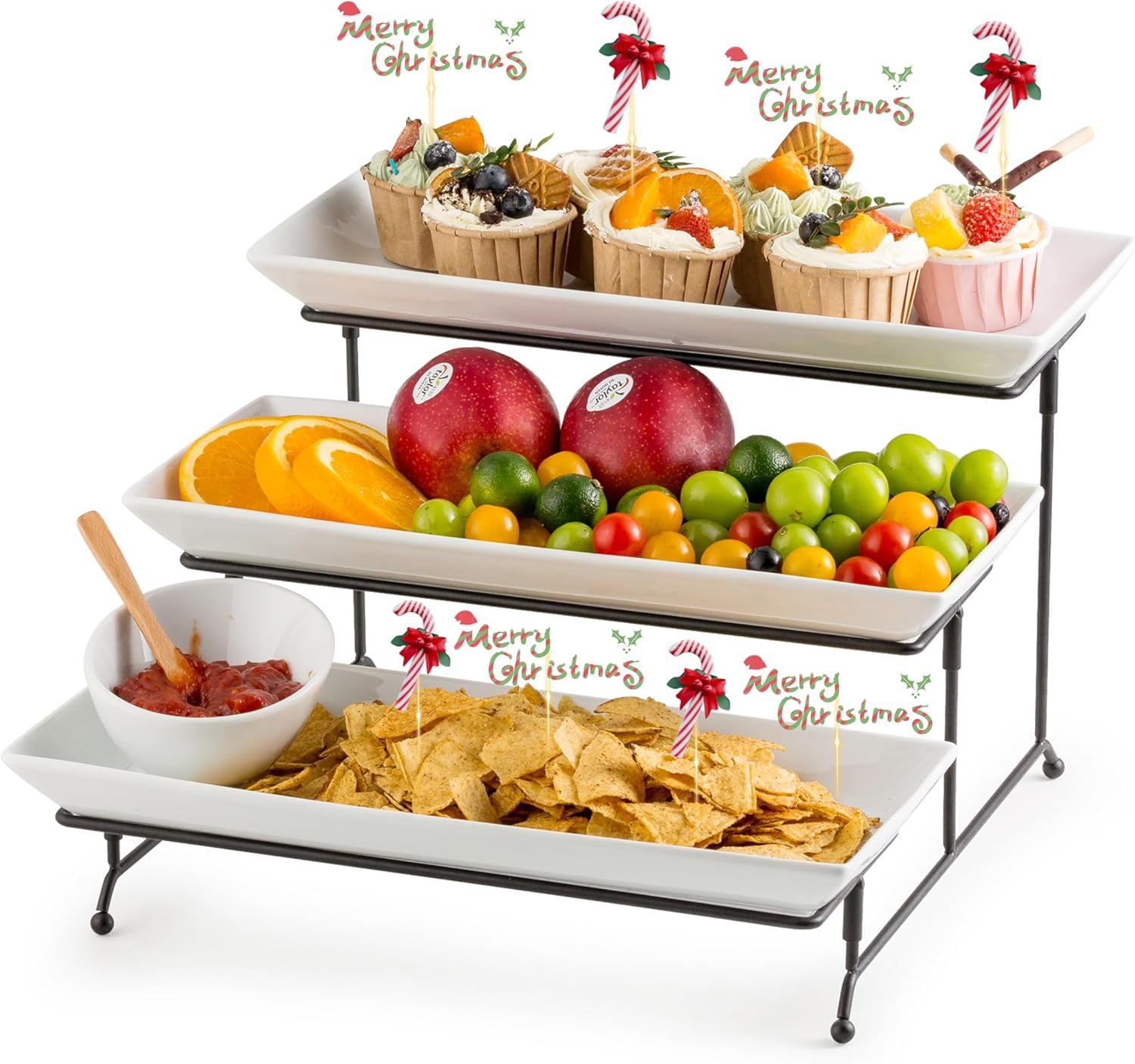 3 Tier Serving Stand 14 Inches Serving Platters Rectangular Large ...