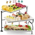3 Tier Serving Tray 14" x 6.5" White Plastic Tiered Food Serving ...