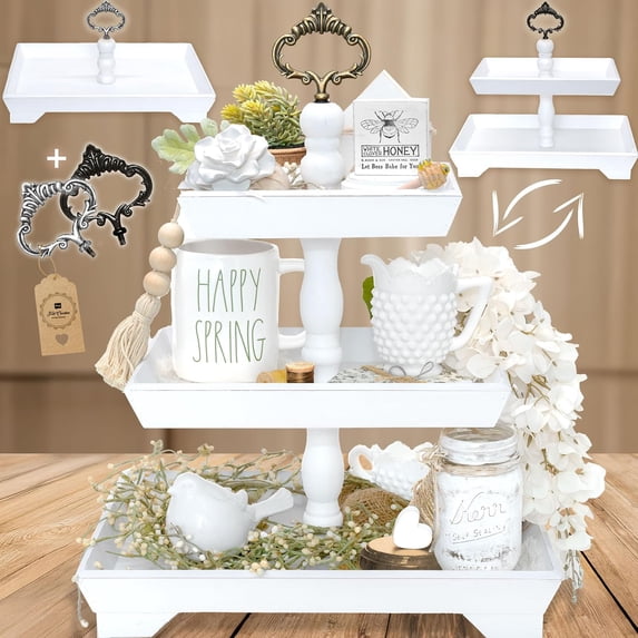 3 Tier Serving Tray [3 in 1] - Gorgeous Coffee Table Tray [Includes 3 ...