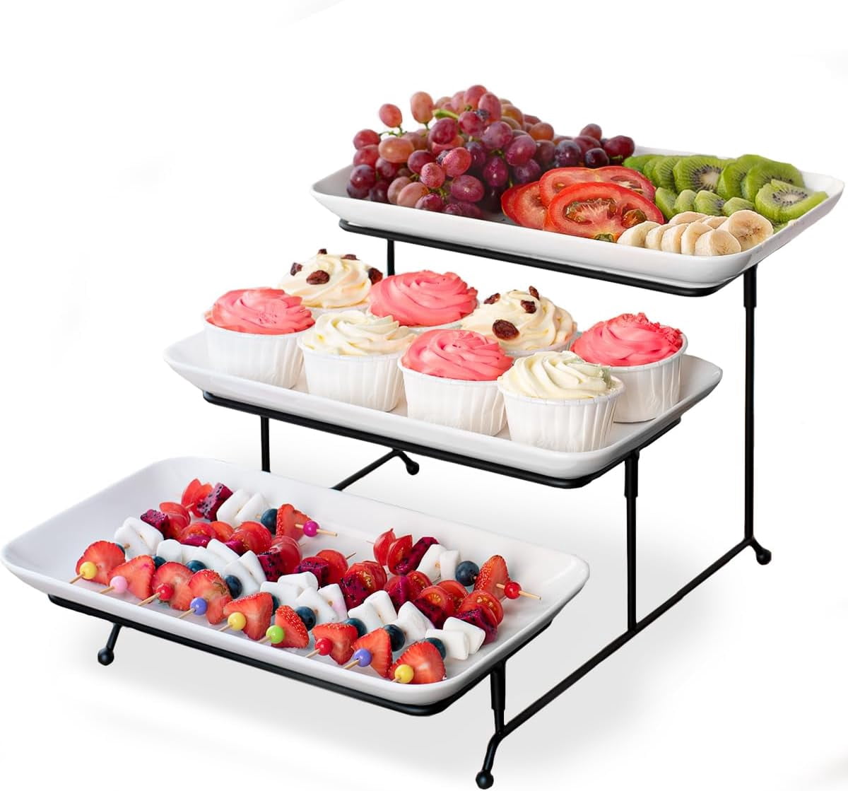 3 Tier Serving Tray for Dessert Table Display Set, 12 inch Tiered ...
