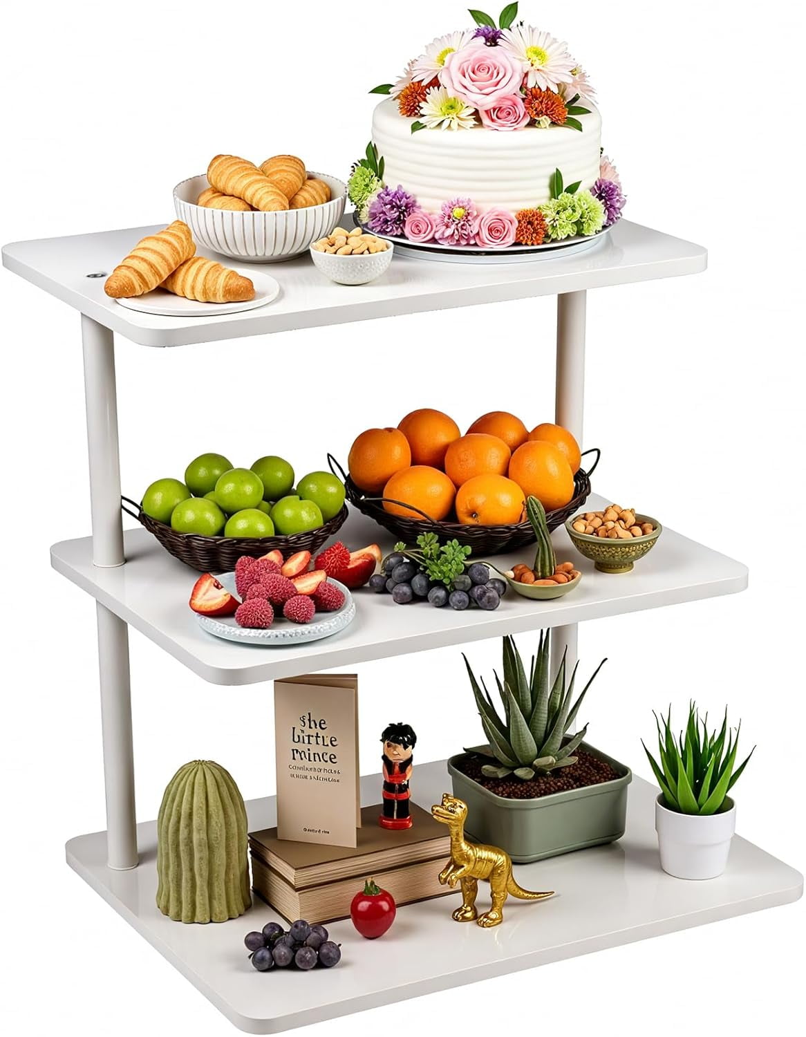 3 Tier Serving Tray and Platters, Wooden Three Tiered Appetizer Serving ...