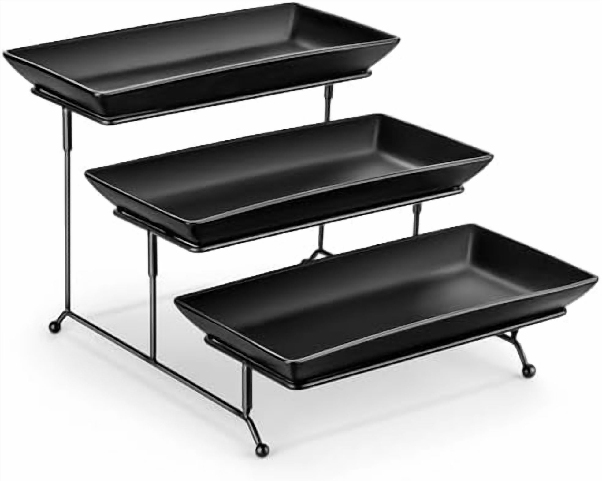 3 Tier Serving Tray, Porcelain Tiered Serving Trays Platters, 12 Inch ...