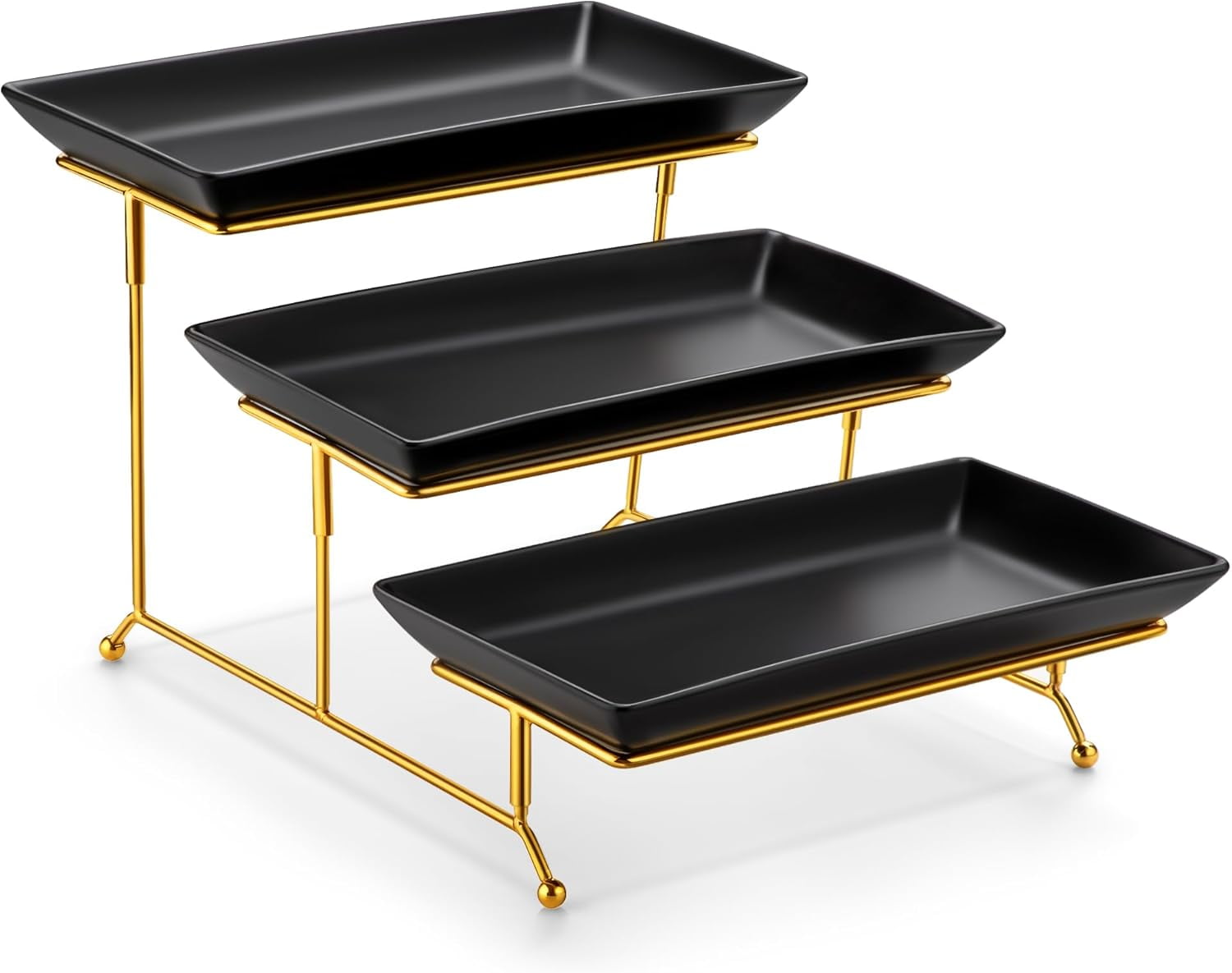 3 Tier Serving Tray, Porcelain Tiered Tray Stand, 14 Inch Ceramic ...
