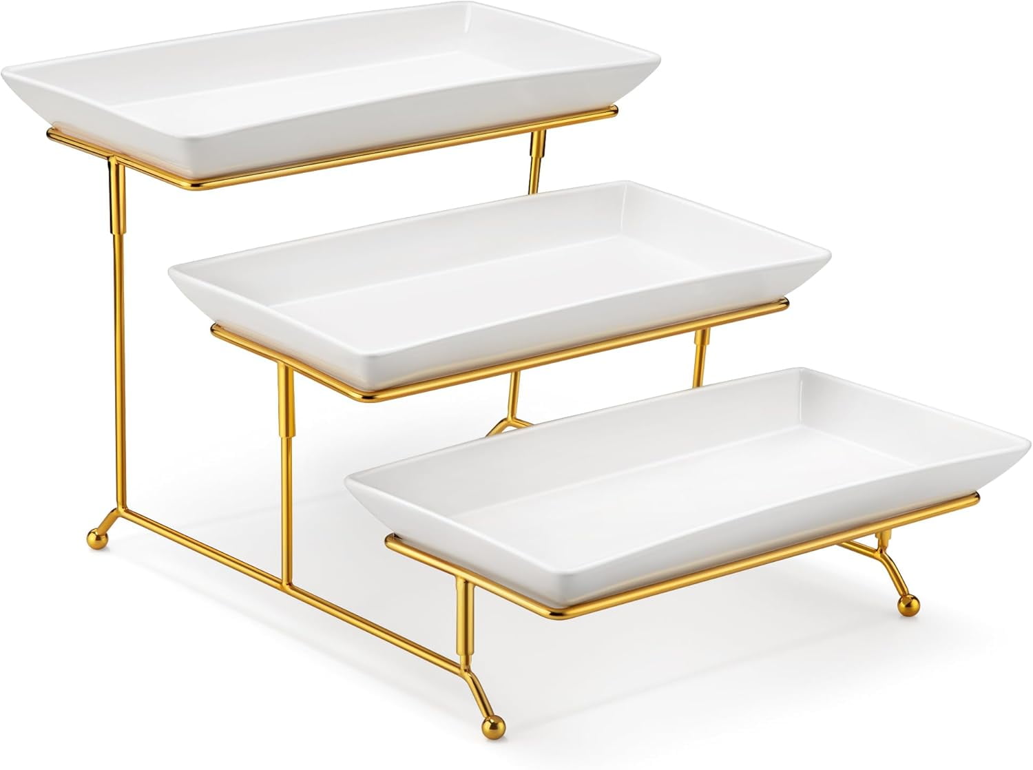 3 Tier Serving Tray, Porcelain Tiered Tray Stand, 14 Inch Ceramic ...