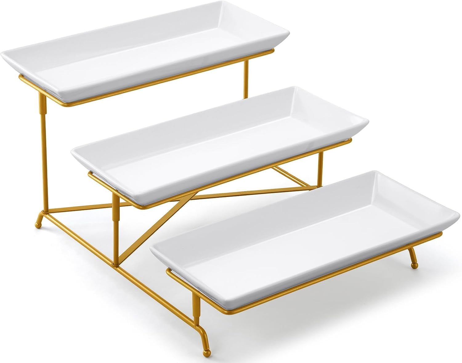 3 Tier Serving Tray Set 14 Inch Porcelain Tiered Serving Platters ...