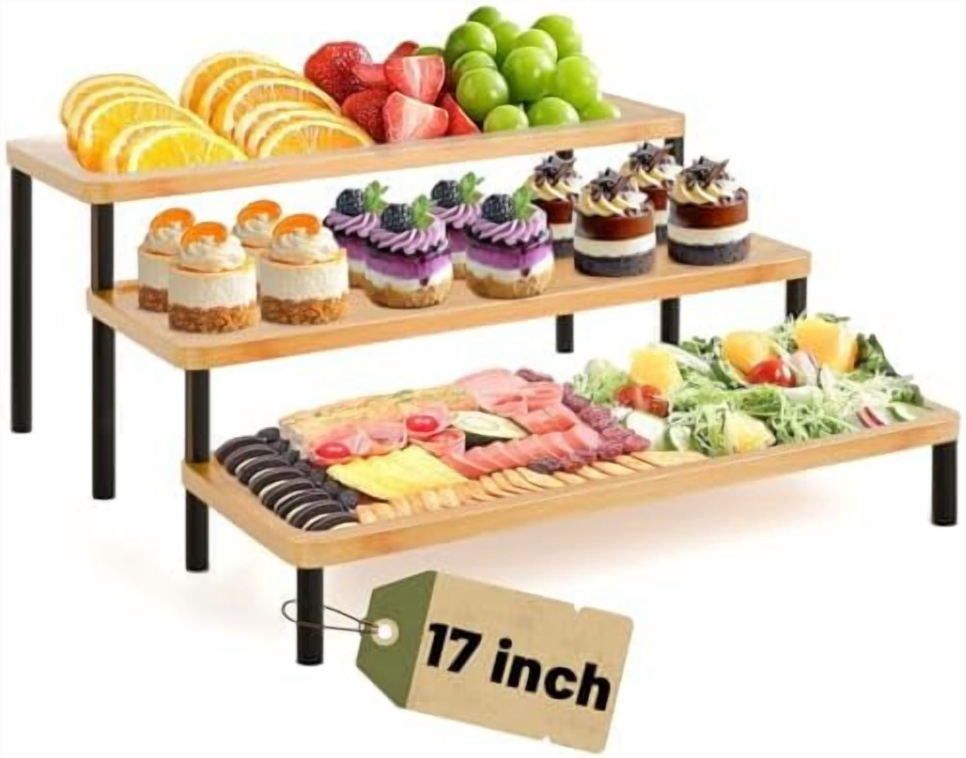 3 Tier Serving Tray Set,17" Serving Tray Stand & Platter Tower Plate ...