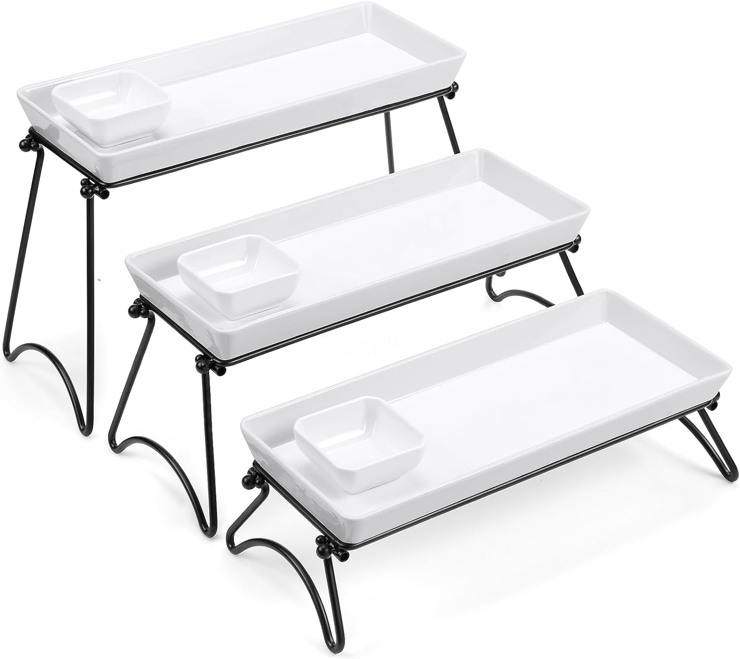 3 Tier Serving Tray Set Porcelain Tiered Serving Trays Platters ...