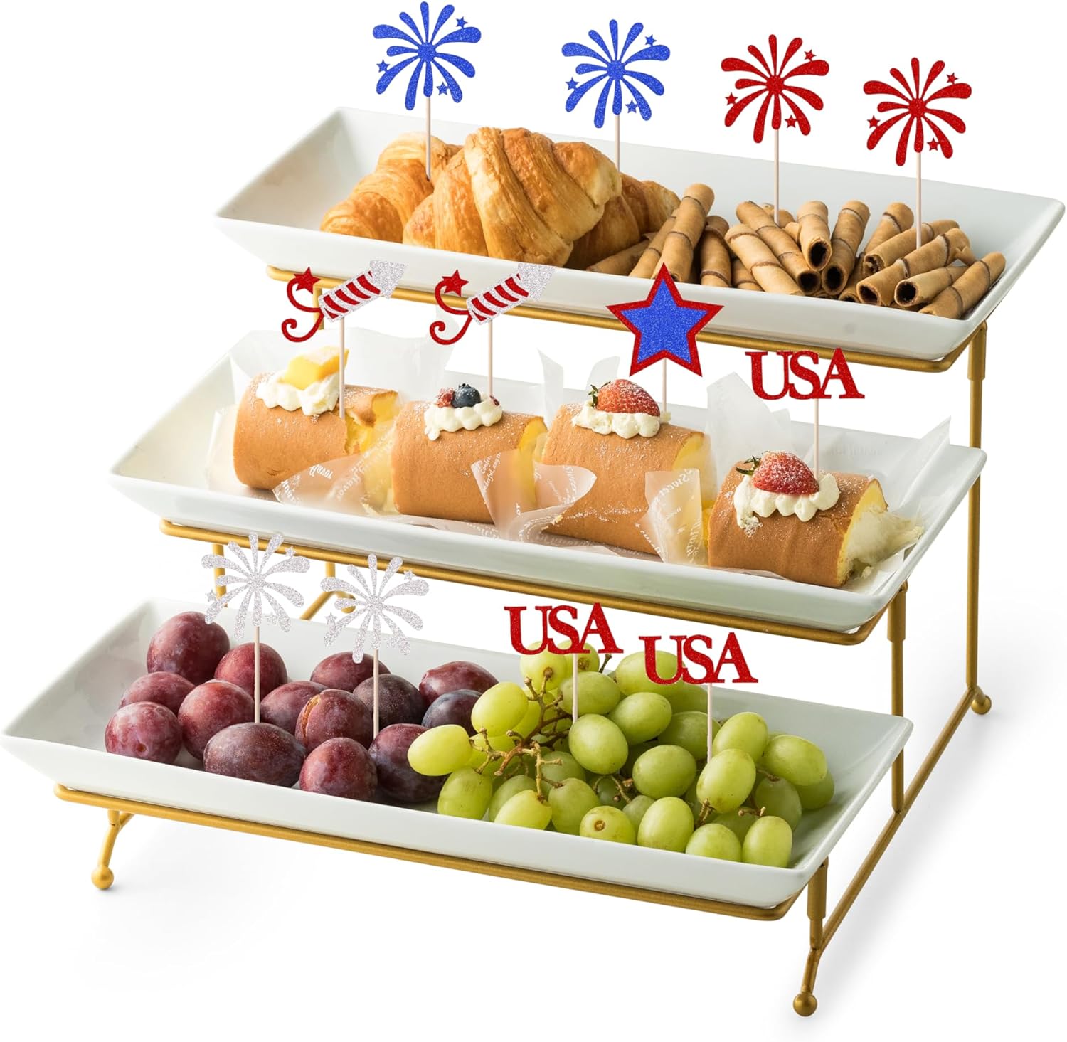 3 Tier Serving Tray, Serving Stand with Serving Dishes for Dessert ...