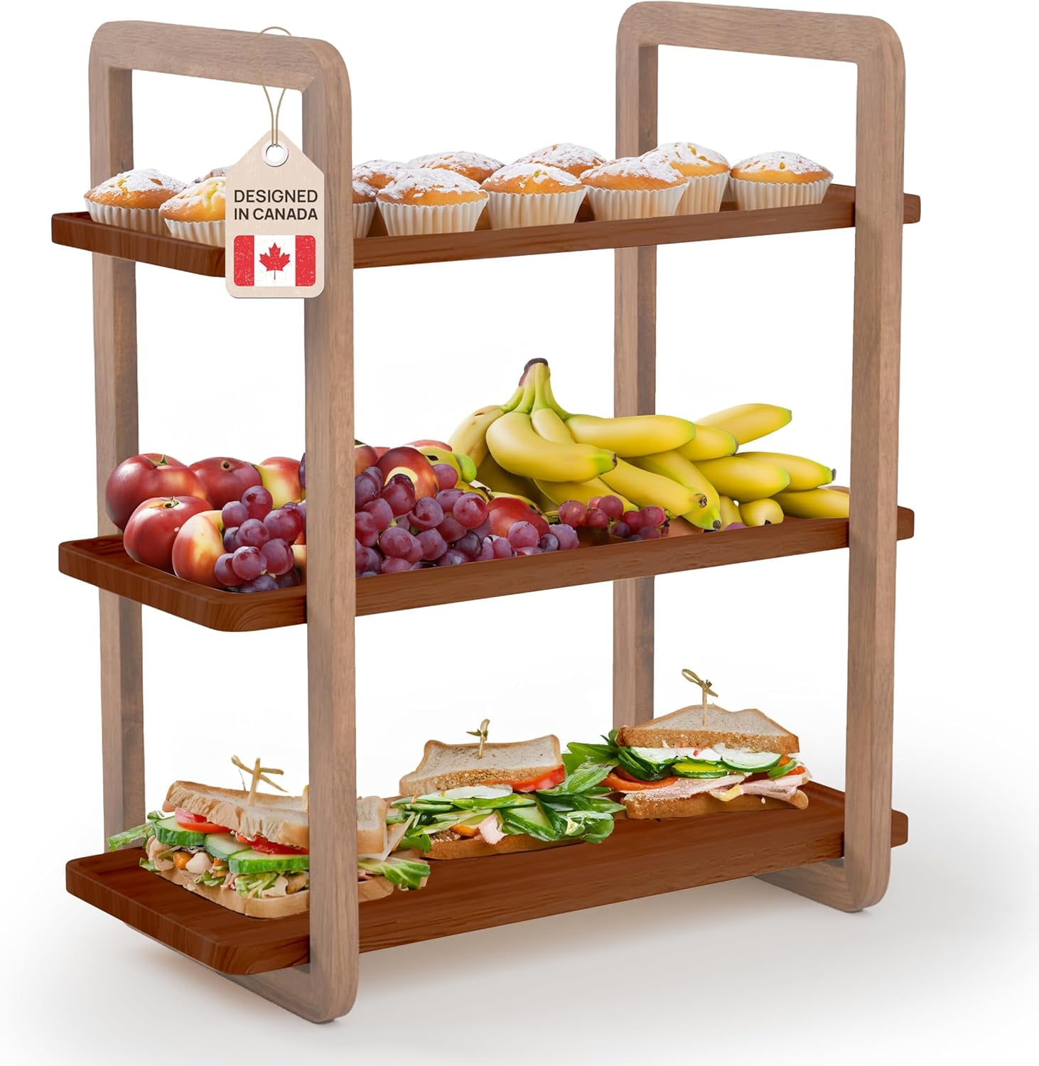 3 Tier Serving Tray Stand - Sturdy Acacia Wooden Tray for Desserts ...