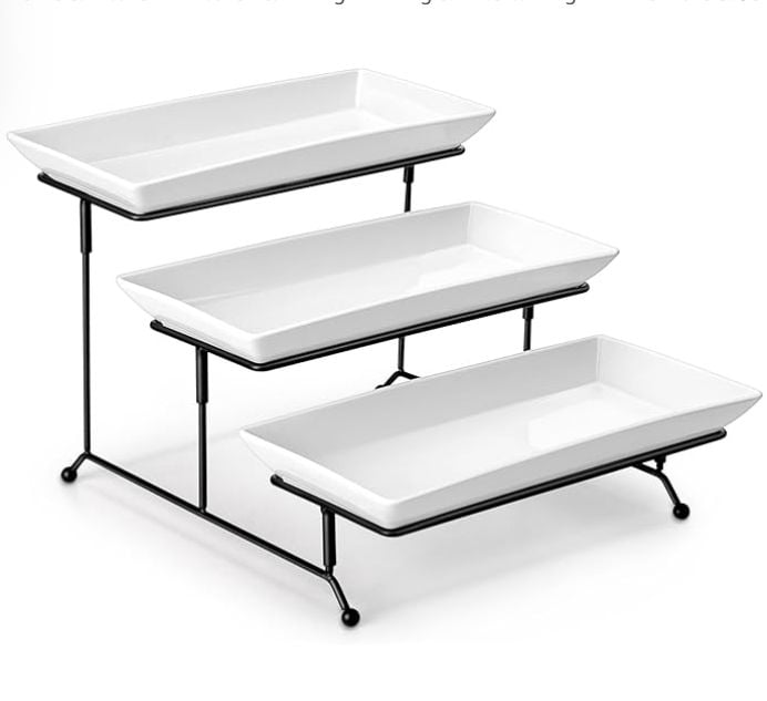 3 Tier Serving Trays for Party, Porcelain Serving Platters and Trays ...