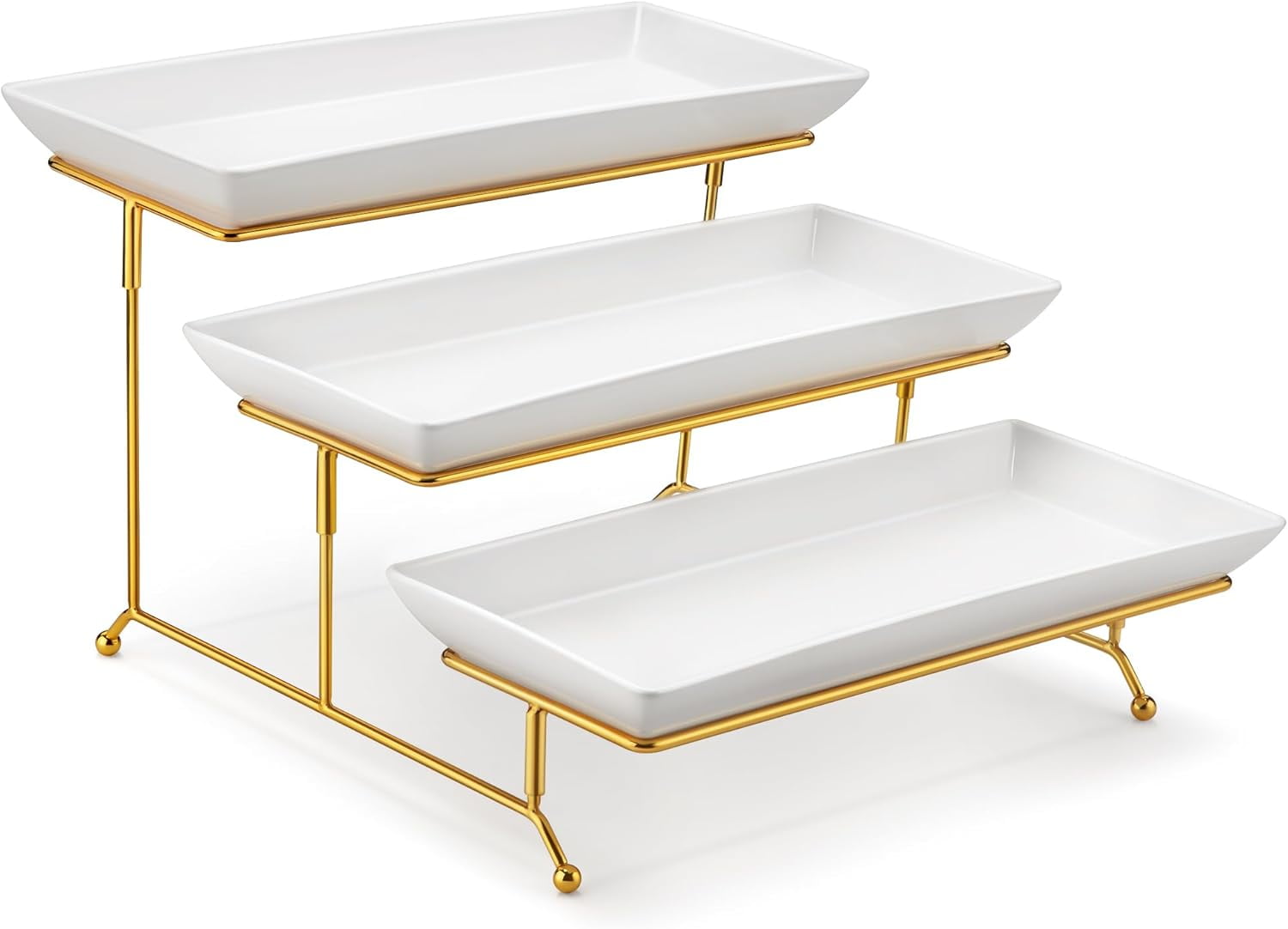 3 Tier Serving Trays for Party, 14 Inch Porcelain White Trays for ...