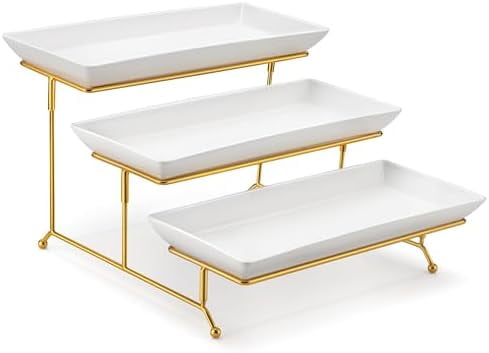 3 Tier Serving Trays for Party, Porcelain Serving Platters and Trays ...
