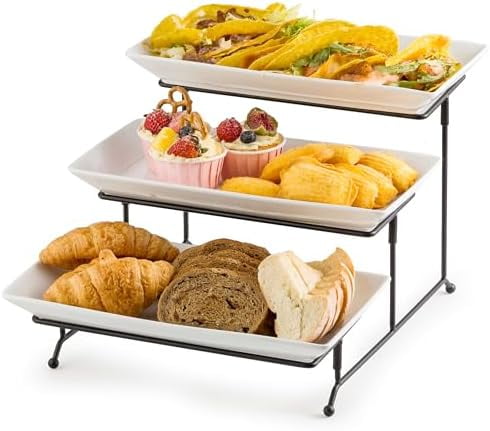 3 Tier Serving Trays Stand Porcelain Serving Platters 12 Inch White ...