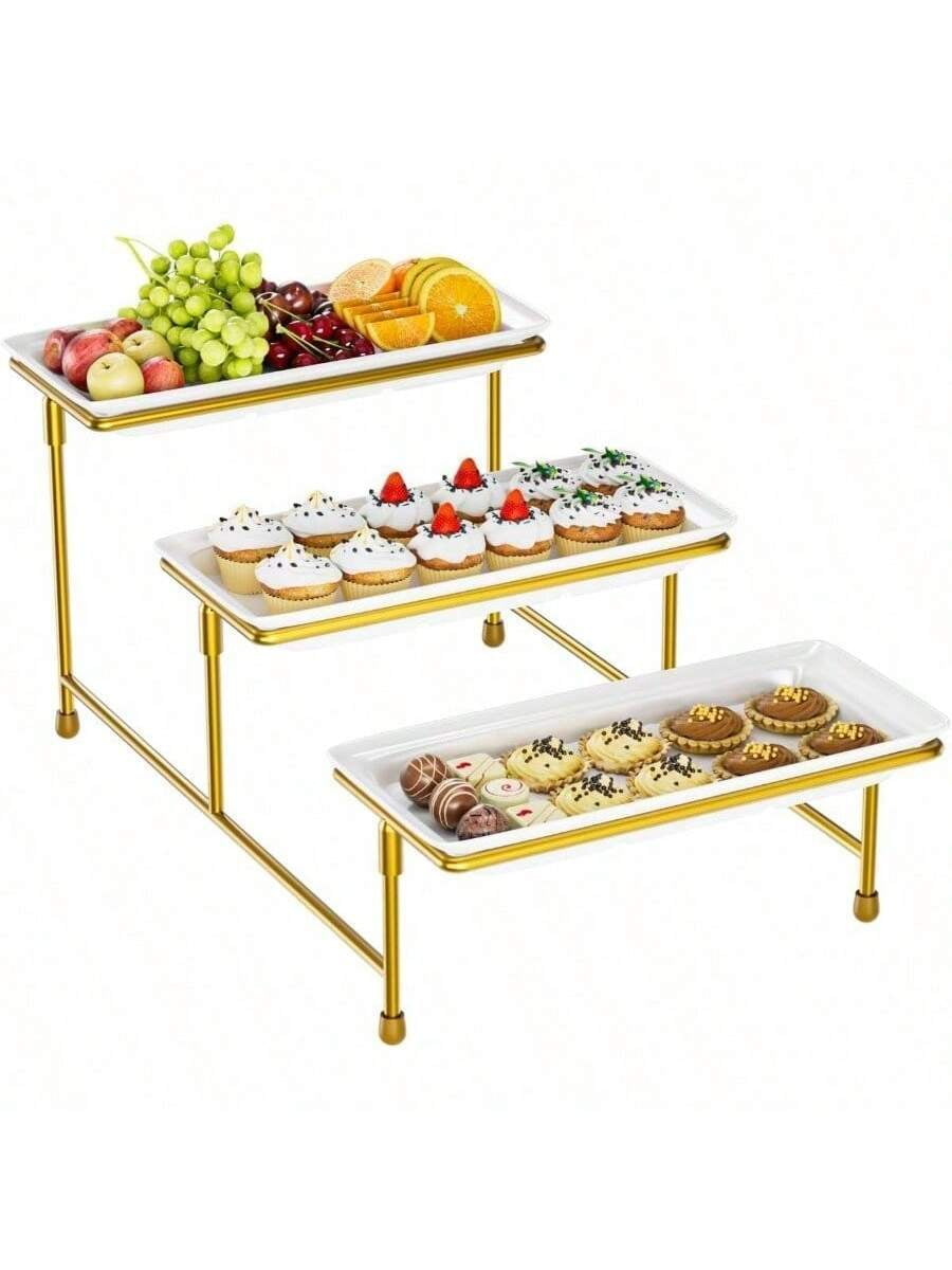3 Tier Servings Tray Party, 12 Tiered Serving Platters With Steel ...